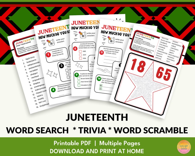 Juneteenth Games Bundle Printable, Freedom Day Civil Rights Trivia ...