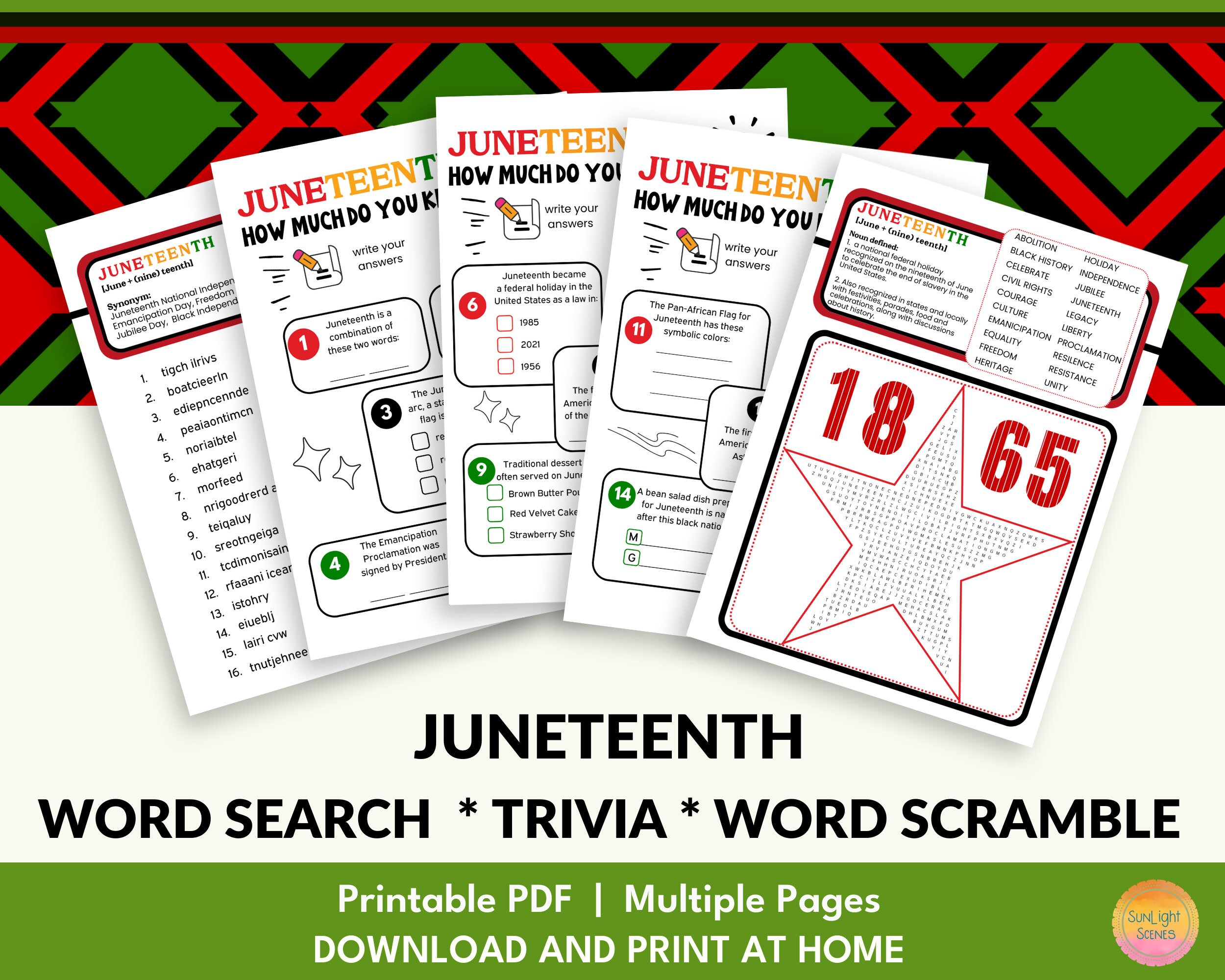 Juneteenth Games Bundle Printable, Freedom Day Civil Rights Trivia ...
