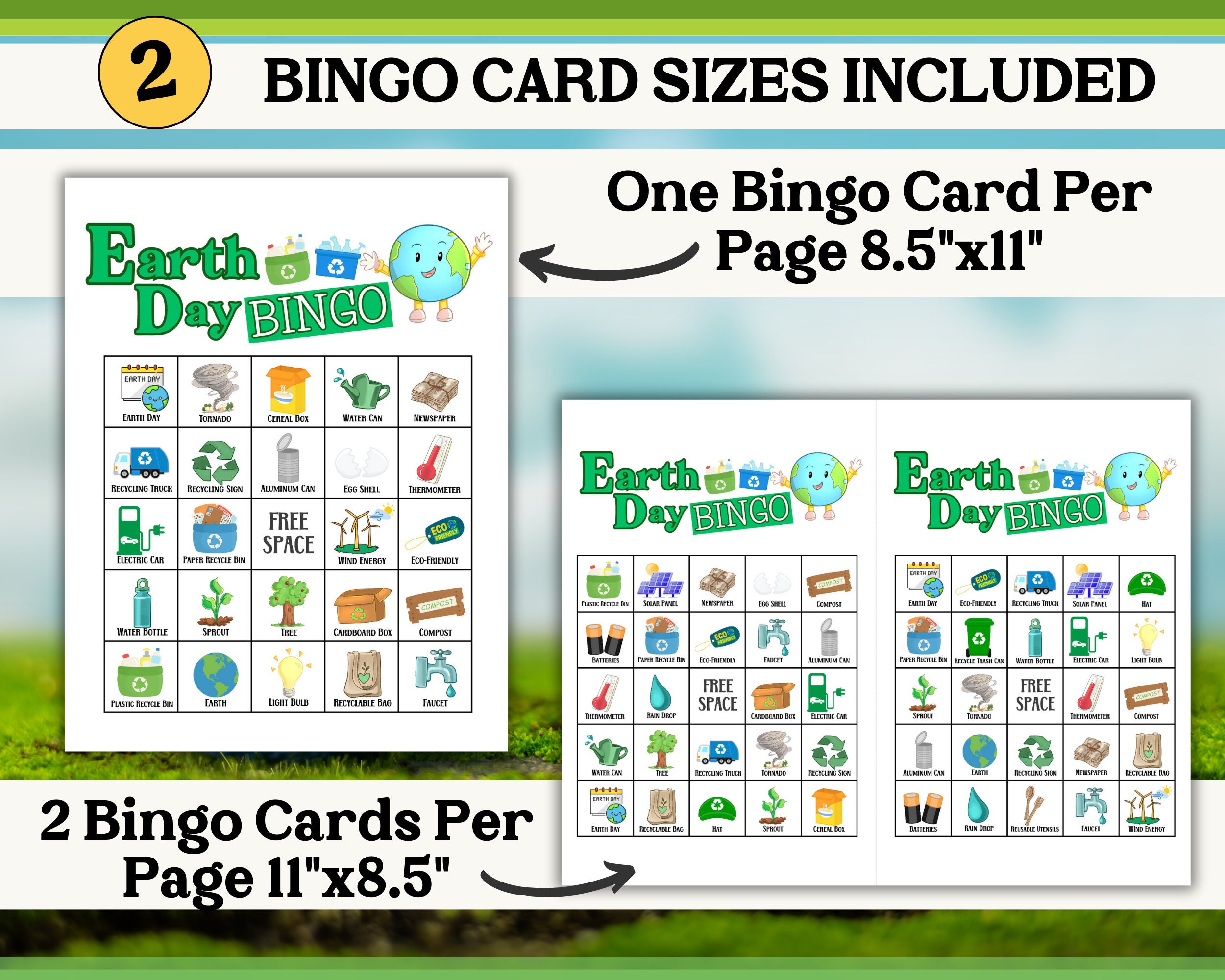 Earth Day Printable Bingo Cards, Planet Earth Day Bingo Patterns ...