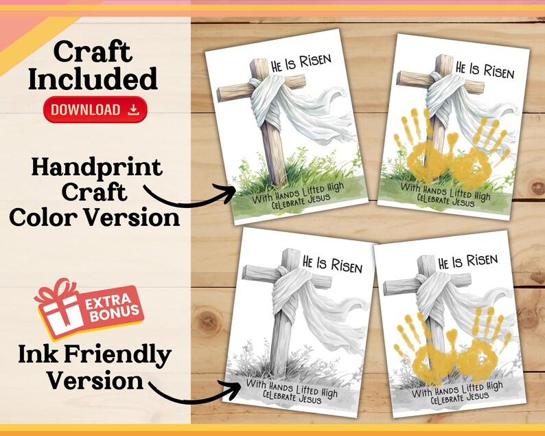 Christian Easter Handprint Art, Printable Catholic Bible Story Keepsake ...