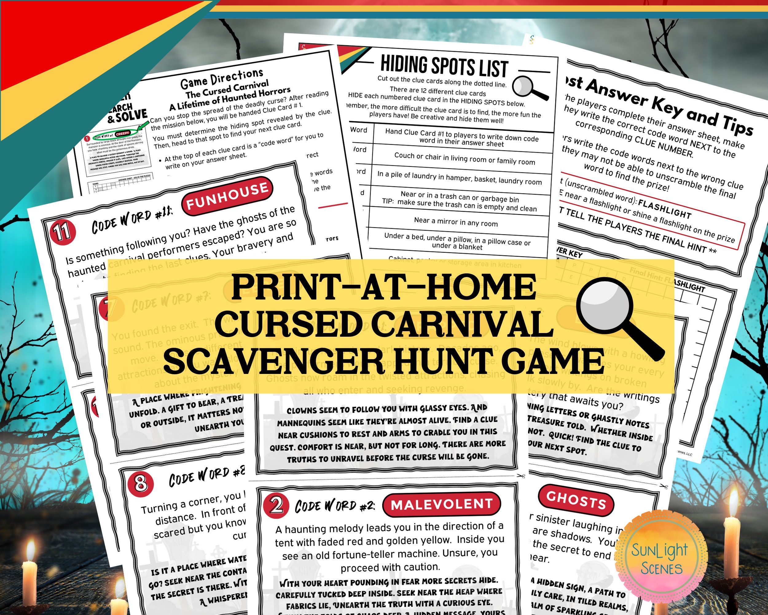 Halloween Scavenger Hunt Printable Game Bundle With Riddles Clues, Fall ...
