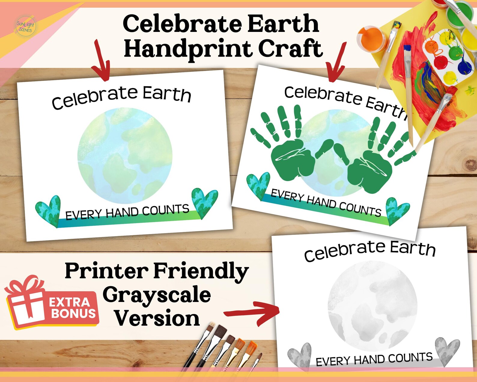 Earth Day Handprint Art Poem, Preschool Planet Environment Conservation ...