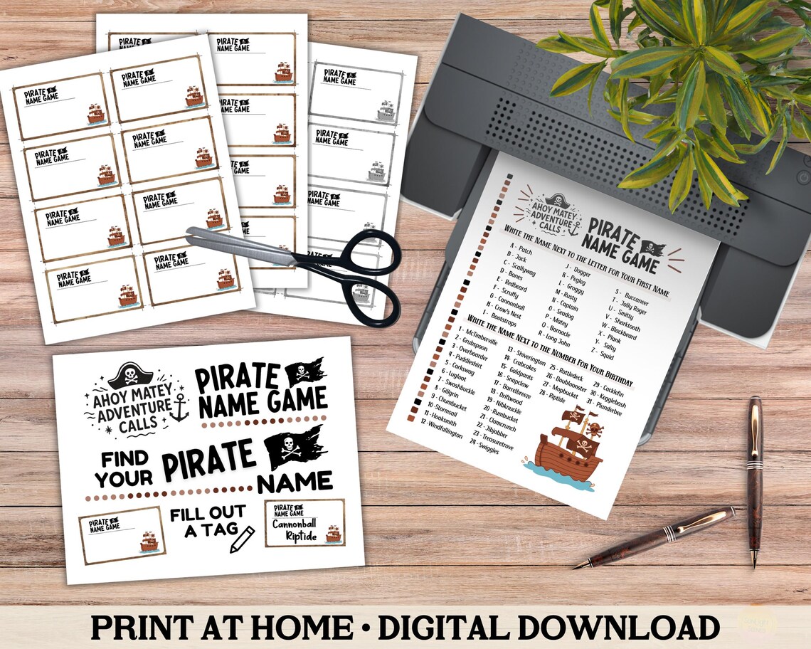 What's Your Pirate Name Game: Printable Birthday Party Name Generator ...