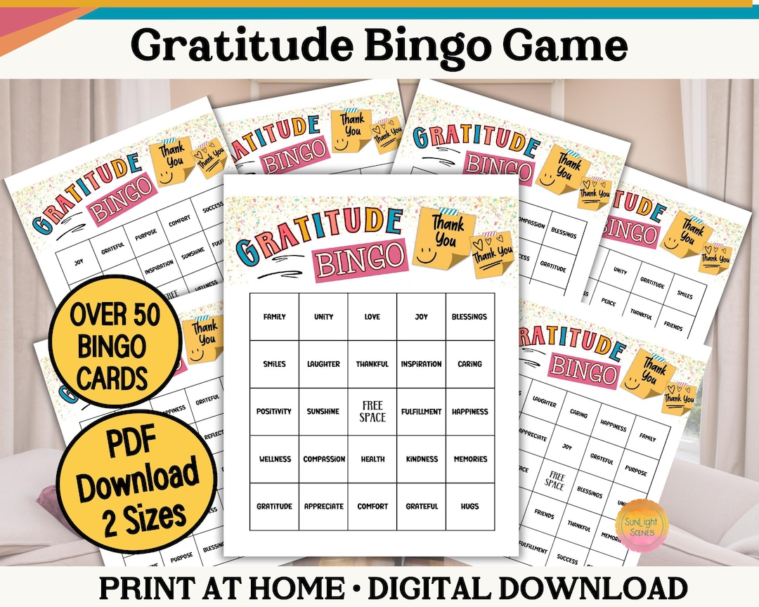 Gratitude Bingo Cards Printable PDF, Fall Thanksgiving Game 100 Bingo ...