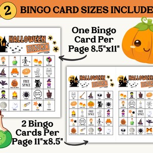 Halloween Bingo Game Cards, Printable Classroom Party Kids October ...