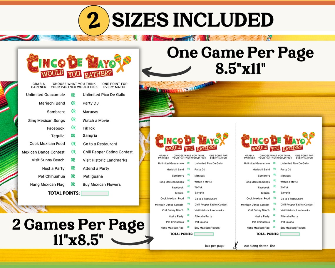 Cinco De Mayo Would You Rather Game Printable PDF, Ladies Night This or ...