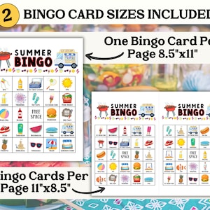 Summer Printable Bingo Cards, Ice Cream Social Kids Birthday Party, 100 ...