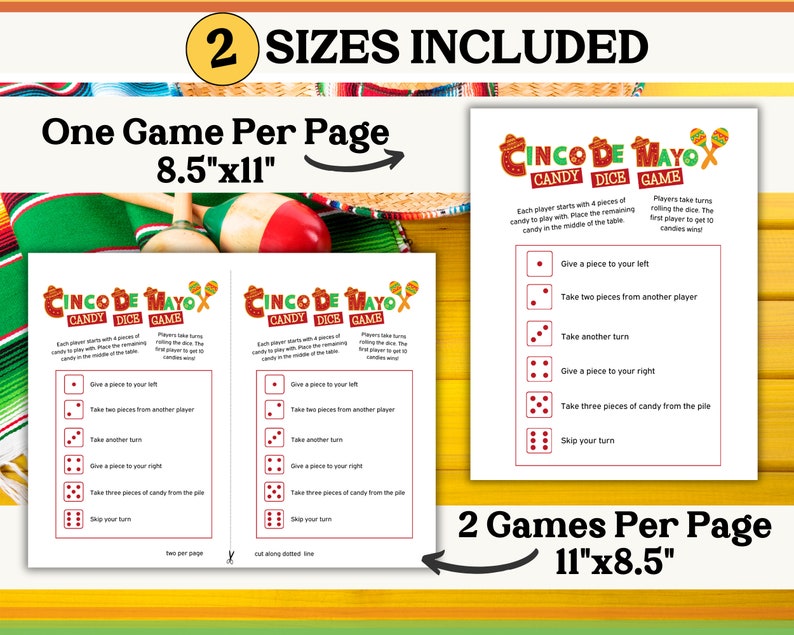 Cinco De Mayo Candy Dice Game for Kids, Family Reunion Mexican Fiesta ...