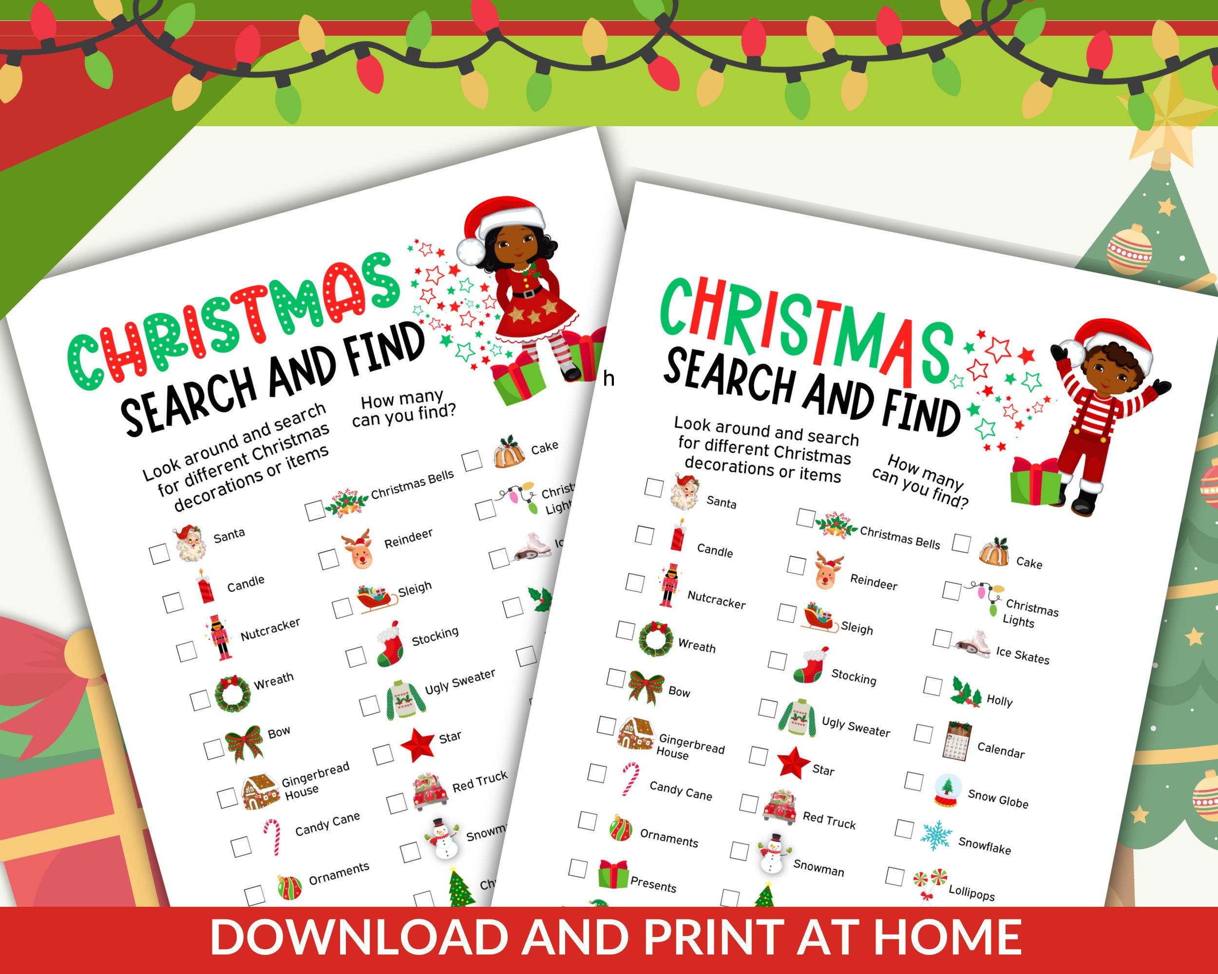 Christmas Scavenger Hunt Car Holiday Lights Decoration Outdoor Game ...