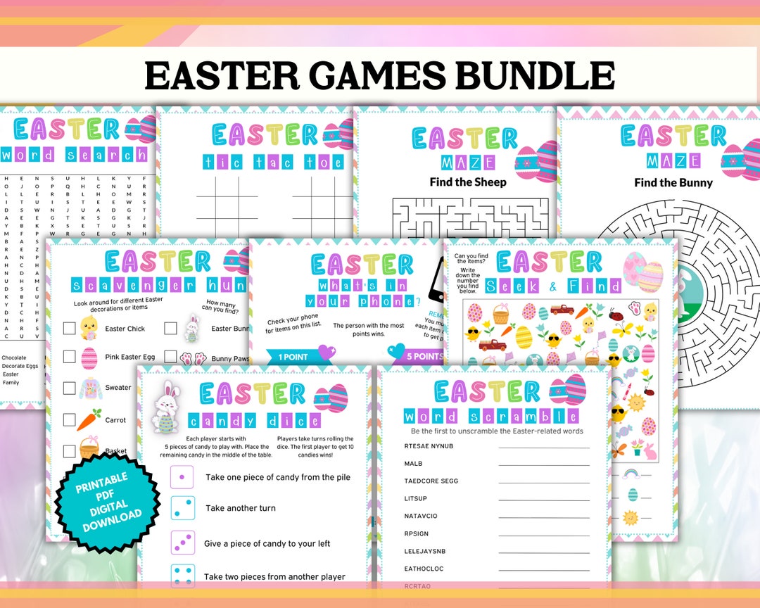 Easter Family Games Bundle, 15 Kids Party Printable Classroom ...