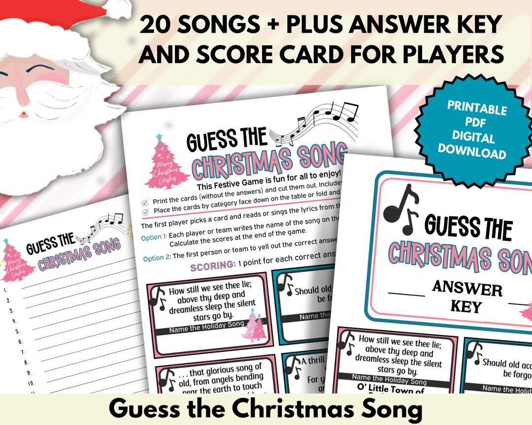 Christmas Song Trivia Guess the Lyrics Holiday Party Activity, Name the ...