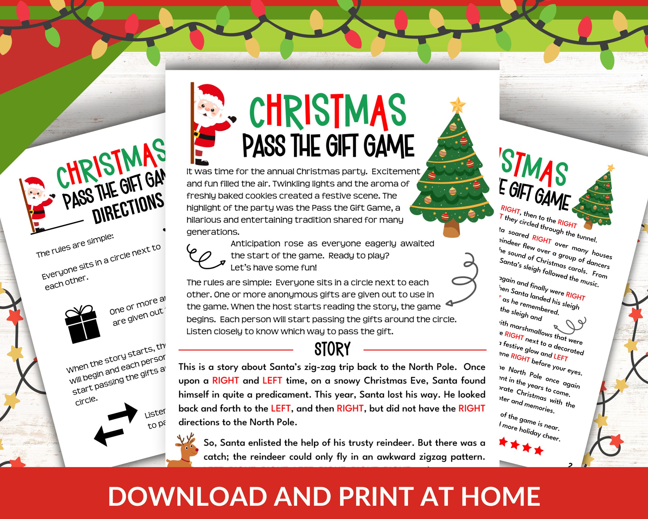 Pass the Gift Swap Game, Friendsmas Holiday White Elephant Left Right ...