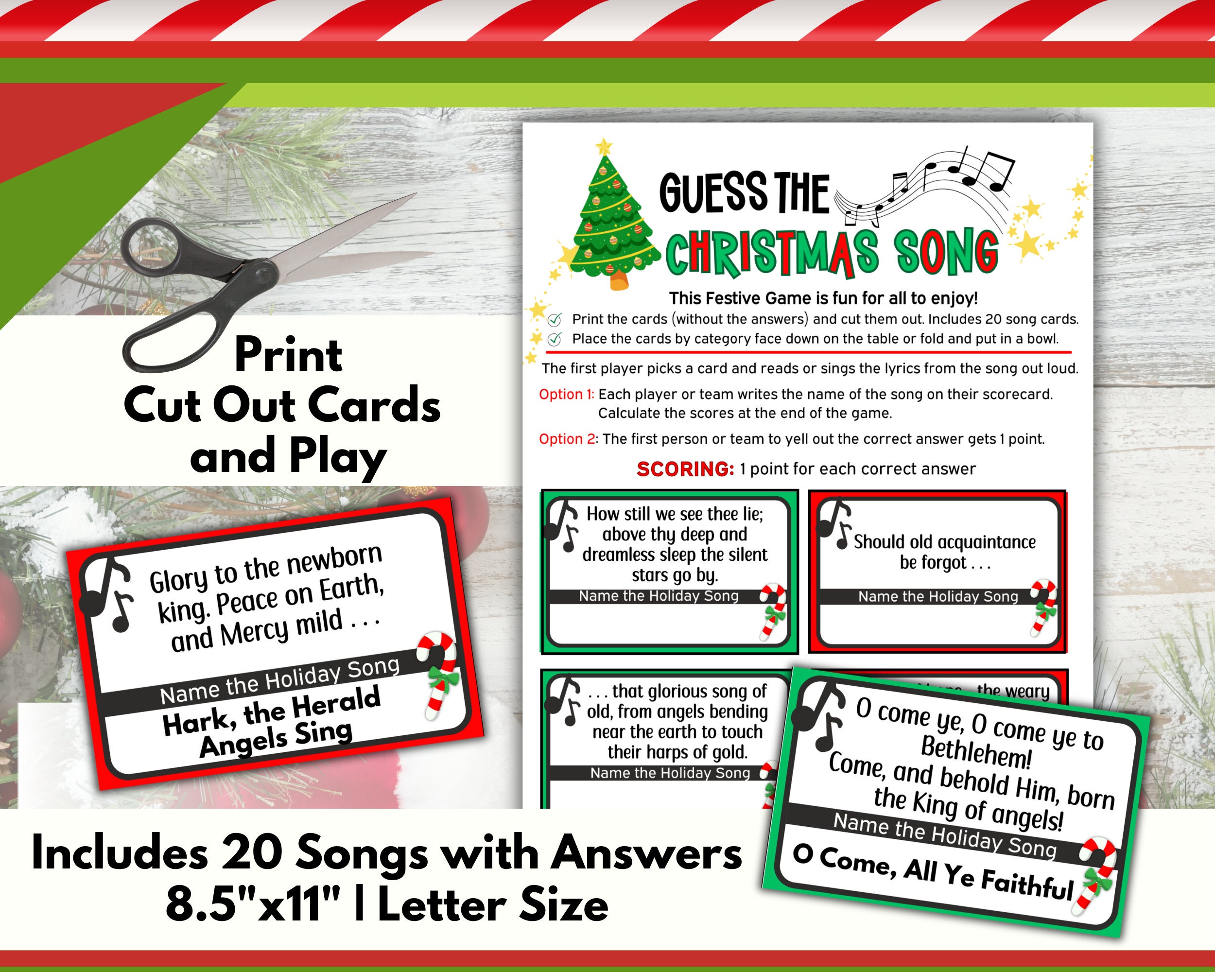 Christmas Song Trivia Guess the Lyrics Holiday Party Activity, Name the ...
