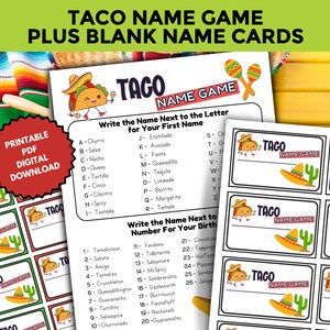 Taco Name Game With Printable Name Tags, Taco Tuesday Mexican Final ...