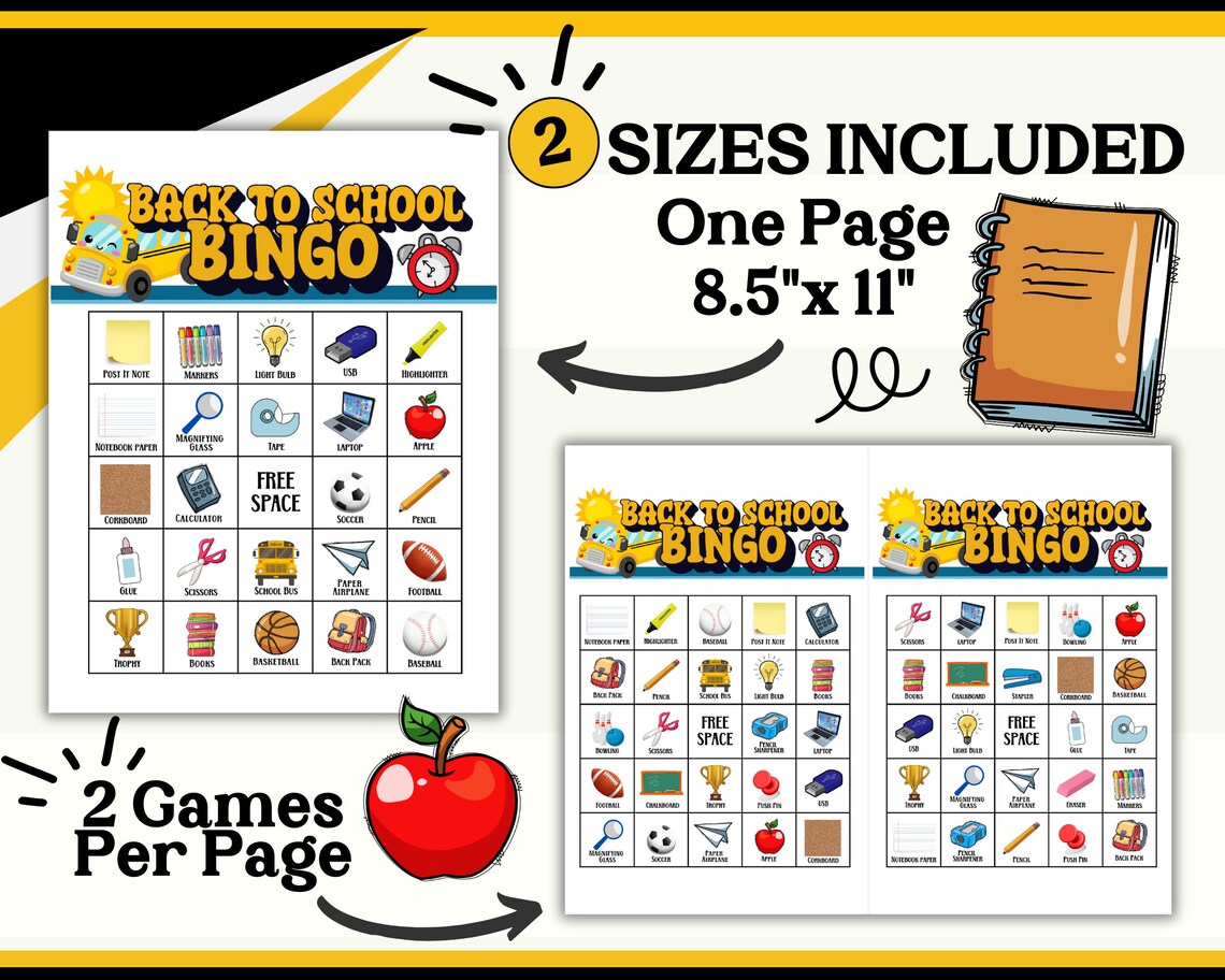 Back to School Bingo Game Cards, Classroom Bingo First Day of School ...