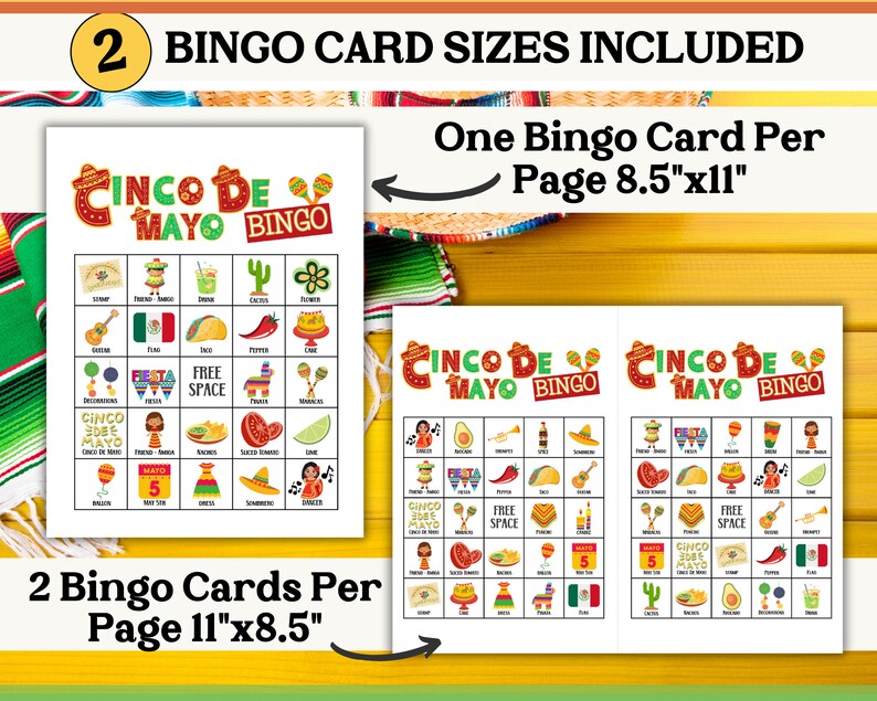 Printable Cinco De Mayo Bingo Game Cards, Mexican Taco Tuesday Night ...