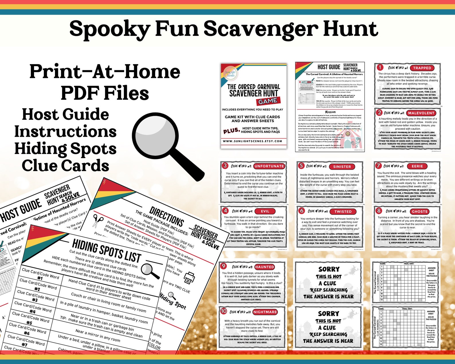 Halloween Scavenger Hunt Printable Game Bundle With Riddles Clues, Fall ...