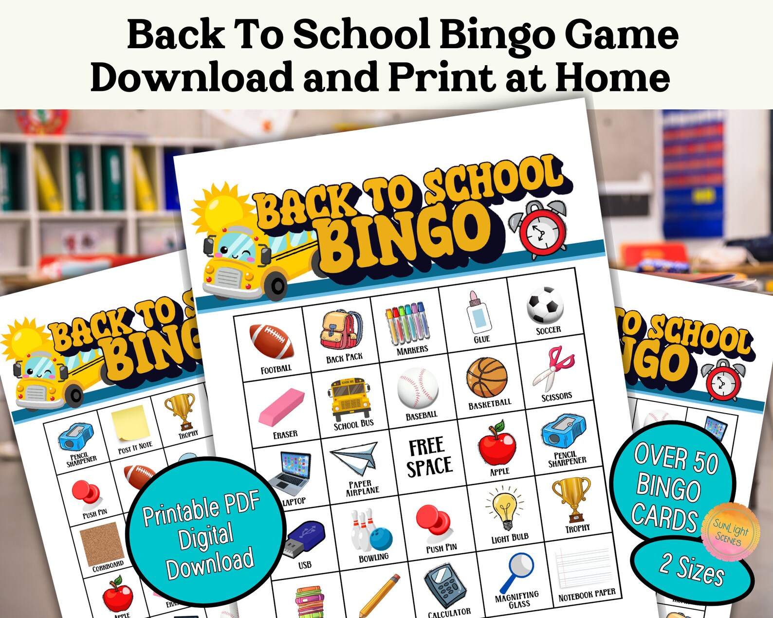 Back to School Bingo Game Cards, Classroom Bingo First Day of School ...