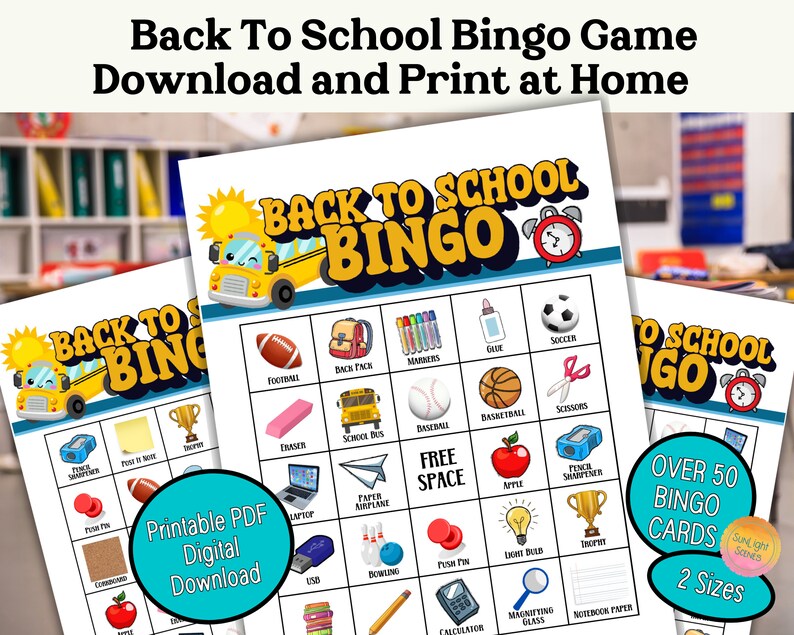 Back to School Bingo Game Cards, Classroom Bingo First Day of School ...