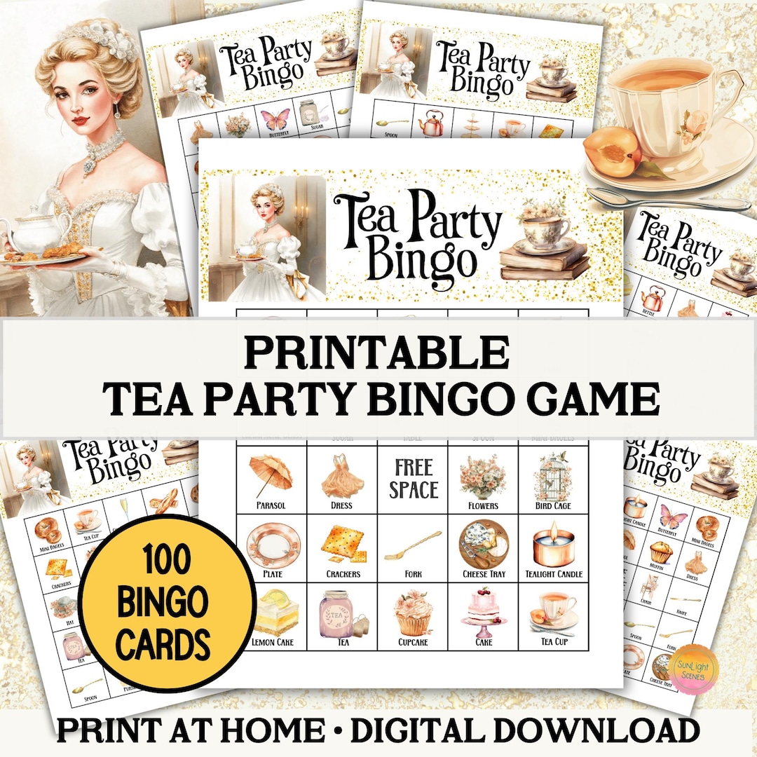 Tea Party Game 100 Bingo Cards, Garden Bridal Shower Bingo, Girls ...