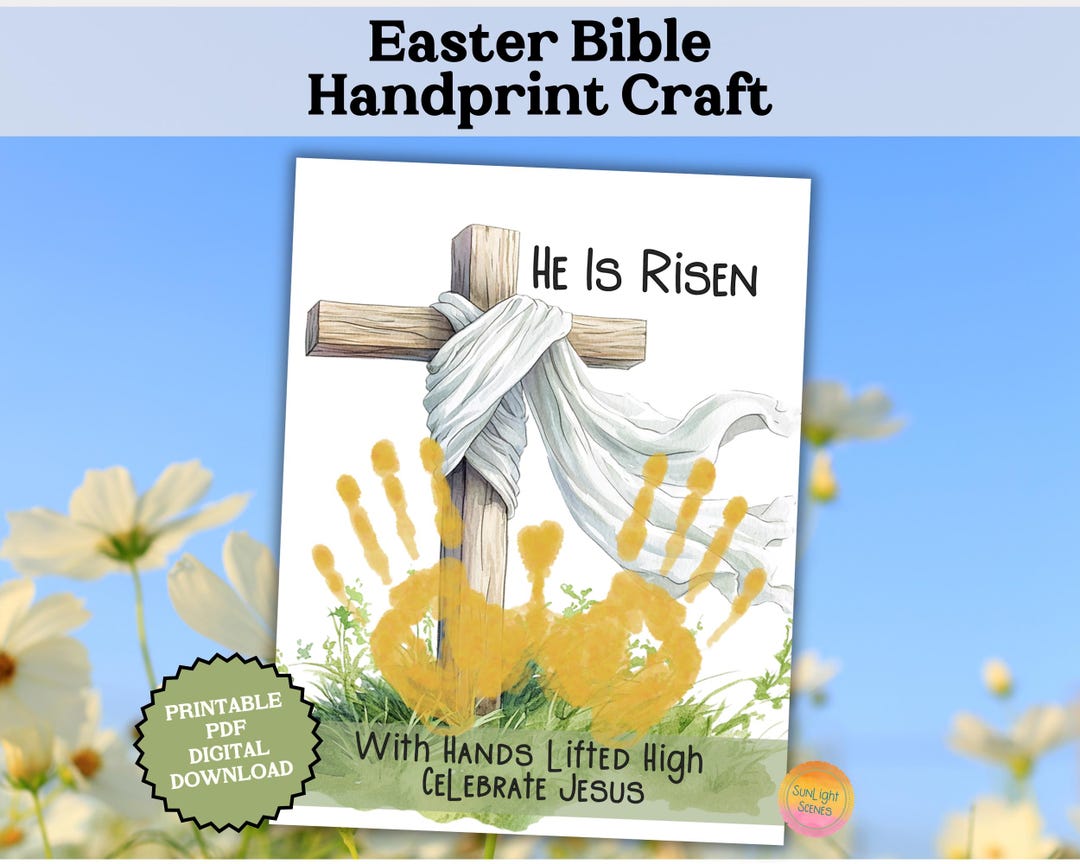 Christian Easter Handprint Art, Printable Catholic Bible Story Keepsake ...