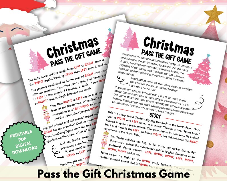 Pass the Gift Swap Game, Friendsmas Holiday White Elephant Right Left ...