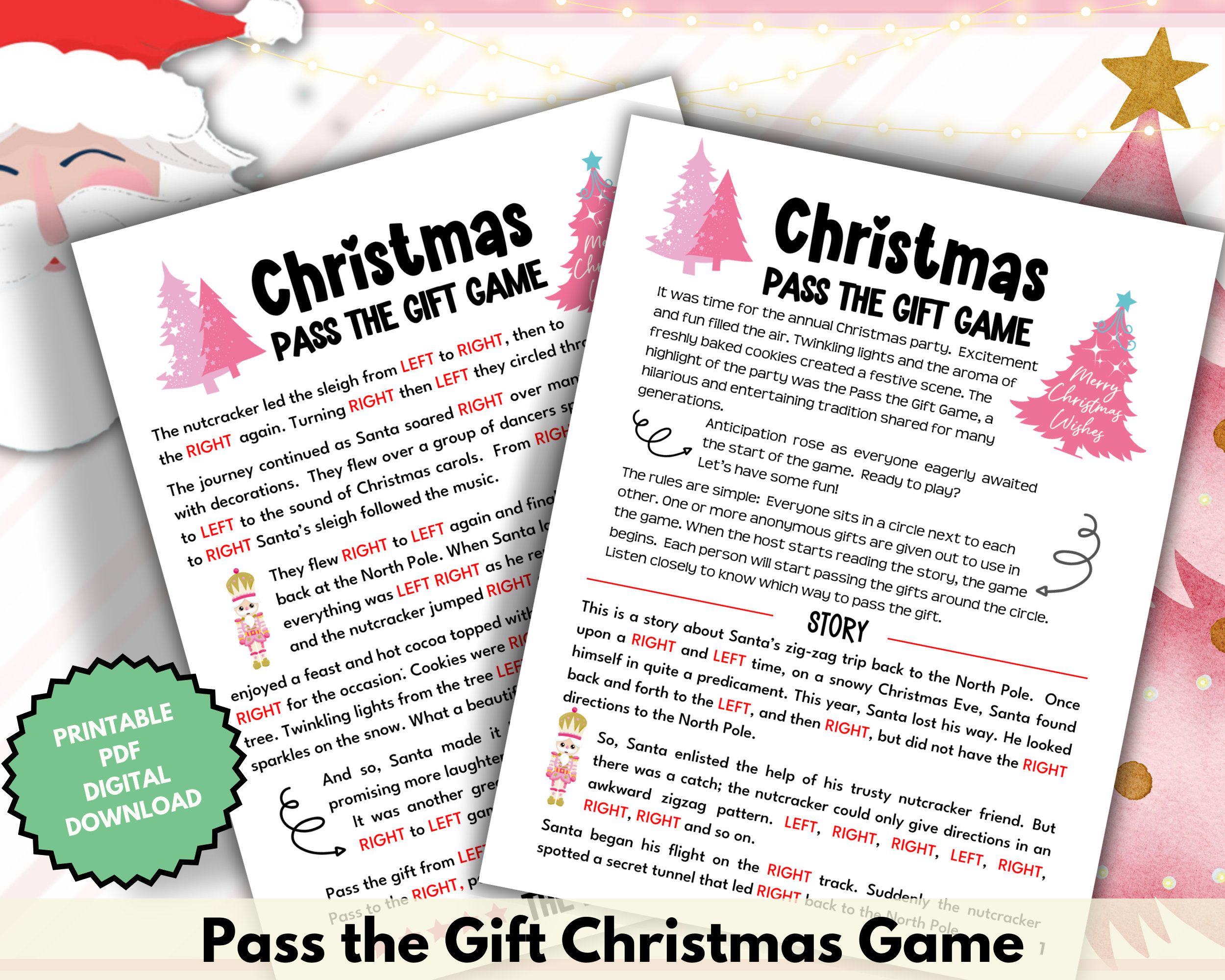 Pass the Gift Swap Game, Friendsmas Holiday White Elephant Right Left ...