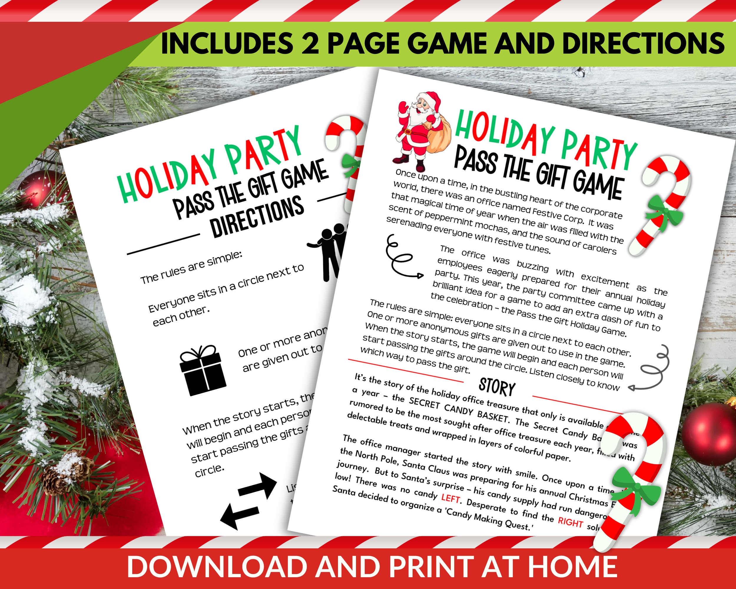 Office Holiday Party Pass the Gift Swap Game, Left Right White Elephant ...