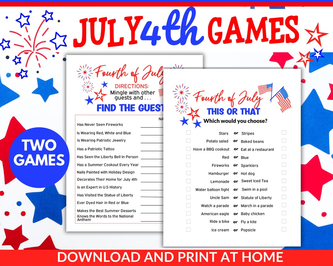 4th of July Find the Guest This or That Would You Rather Games ...