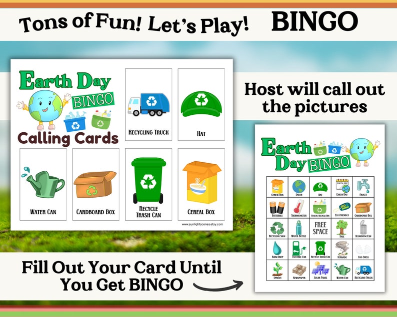 Earth Day Printable Bingo Cards, Planet Earth Day Bingo Patterns ...