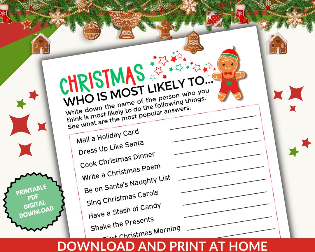 Quién es más probable que participe en el juego de fiesta de Navidad ...