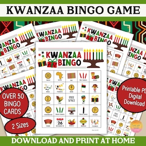 Kwanzaa Bingo Game Printable PDF, 100 Bingo Cards Bundle, Seven ...