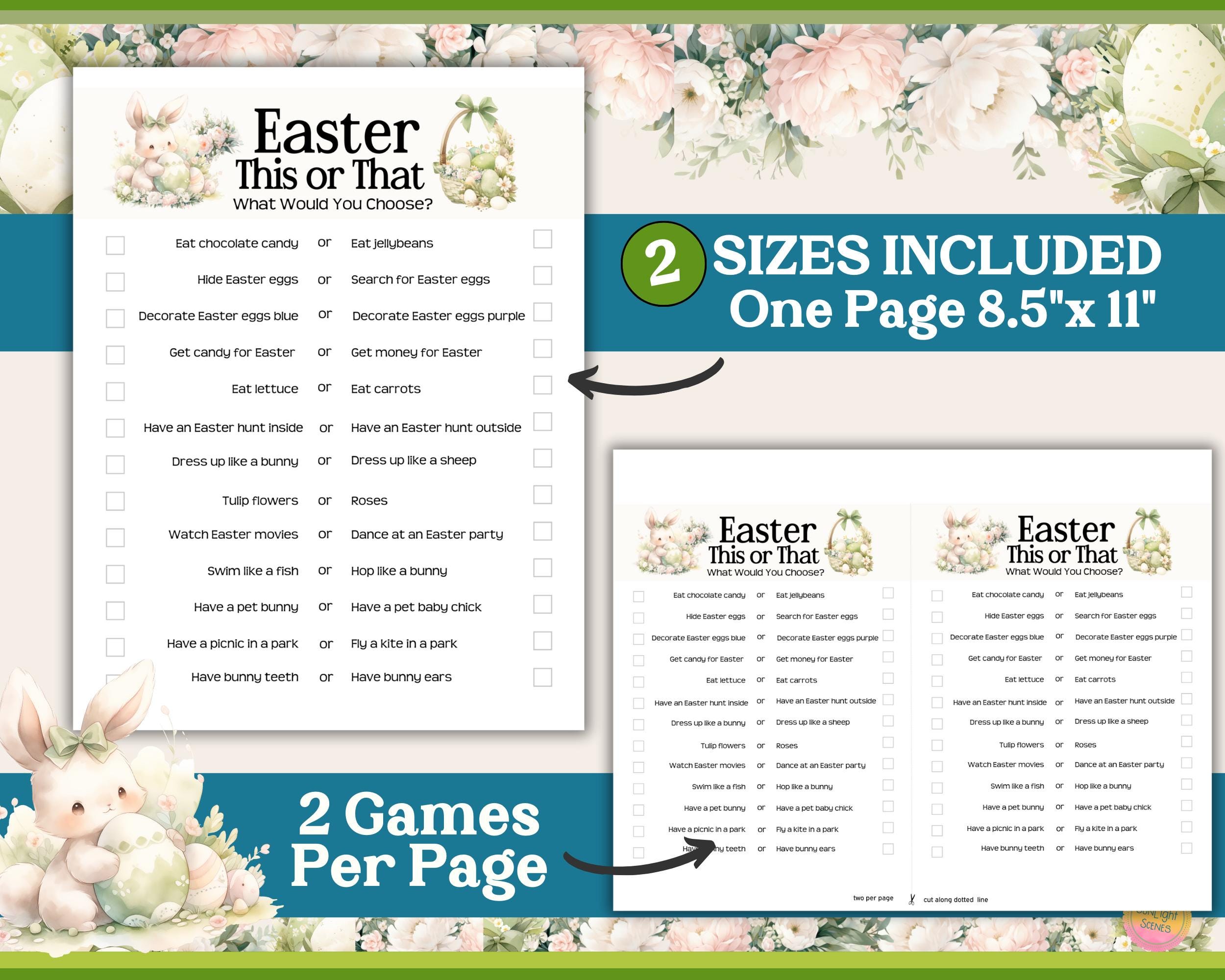 This or That Easter Party Game Kids Would You Rather Find the Guest ...