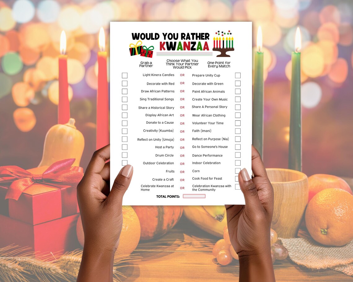 Kwanzaa Would You Rather Game Printable PDF, Seven Principles Kwanzaa ...