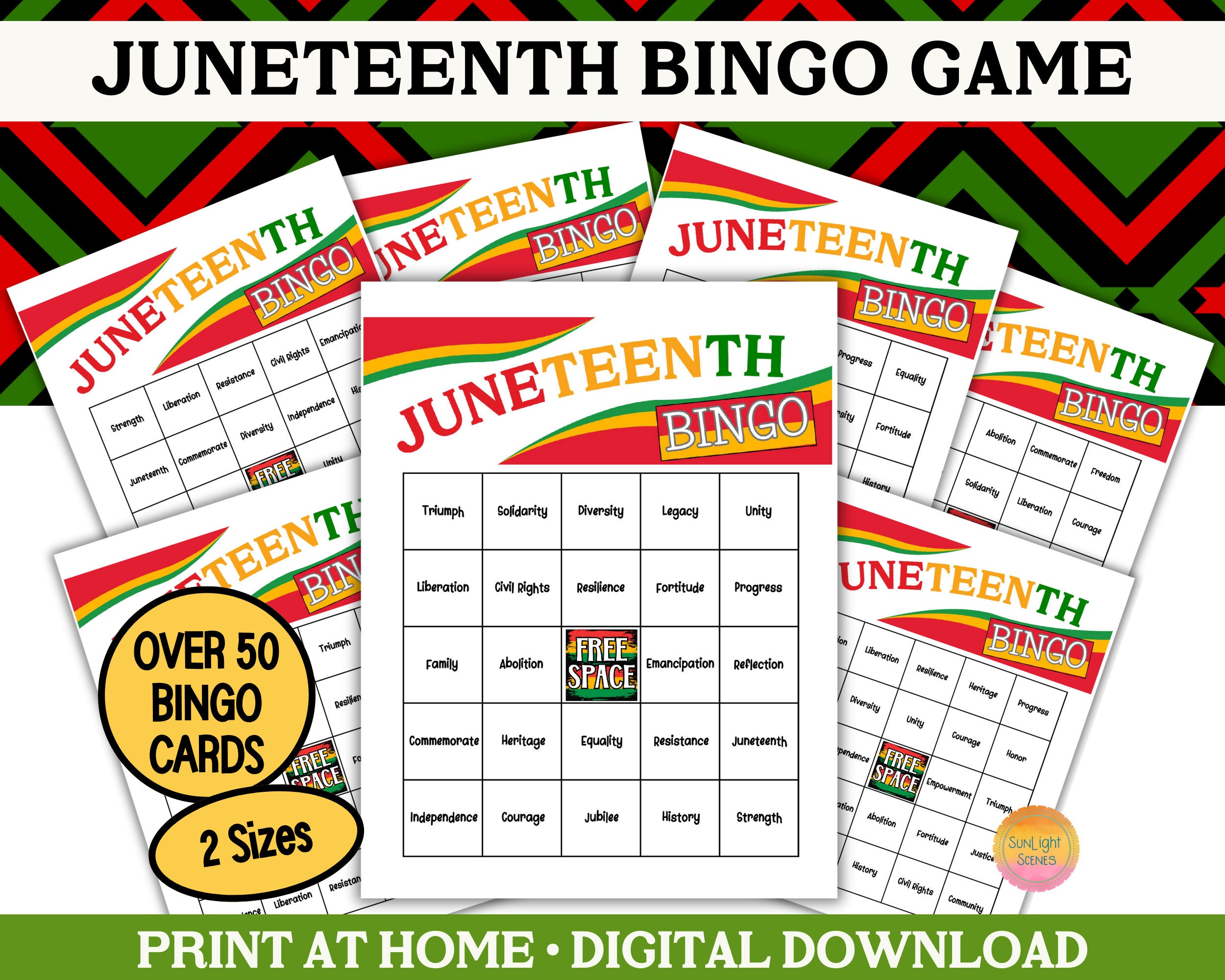 Printable Juneteenth Bingo Cards for Family, Bingo Game Patterns ...