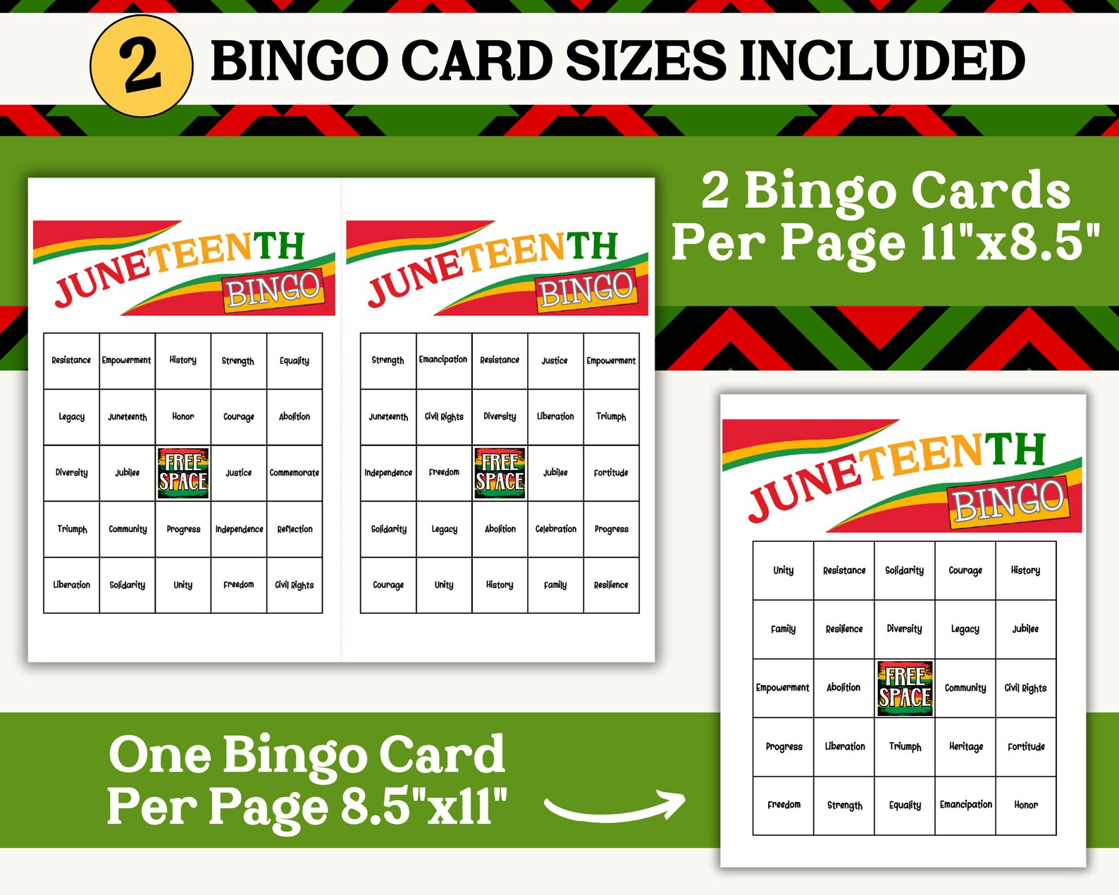 Printable Juneteenth Bingo Cards for Family, Bingo Game Patterns ...