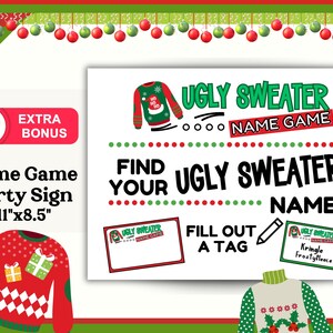 Ugly Sweater Name Game Generator Printable, Christmas Whats Your Ugly ...