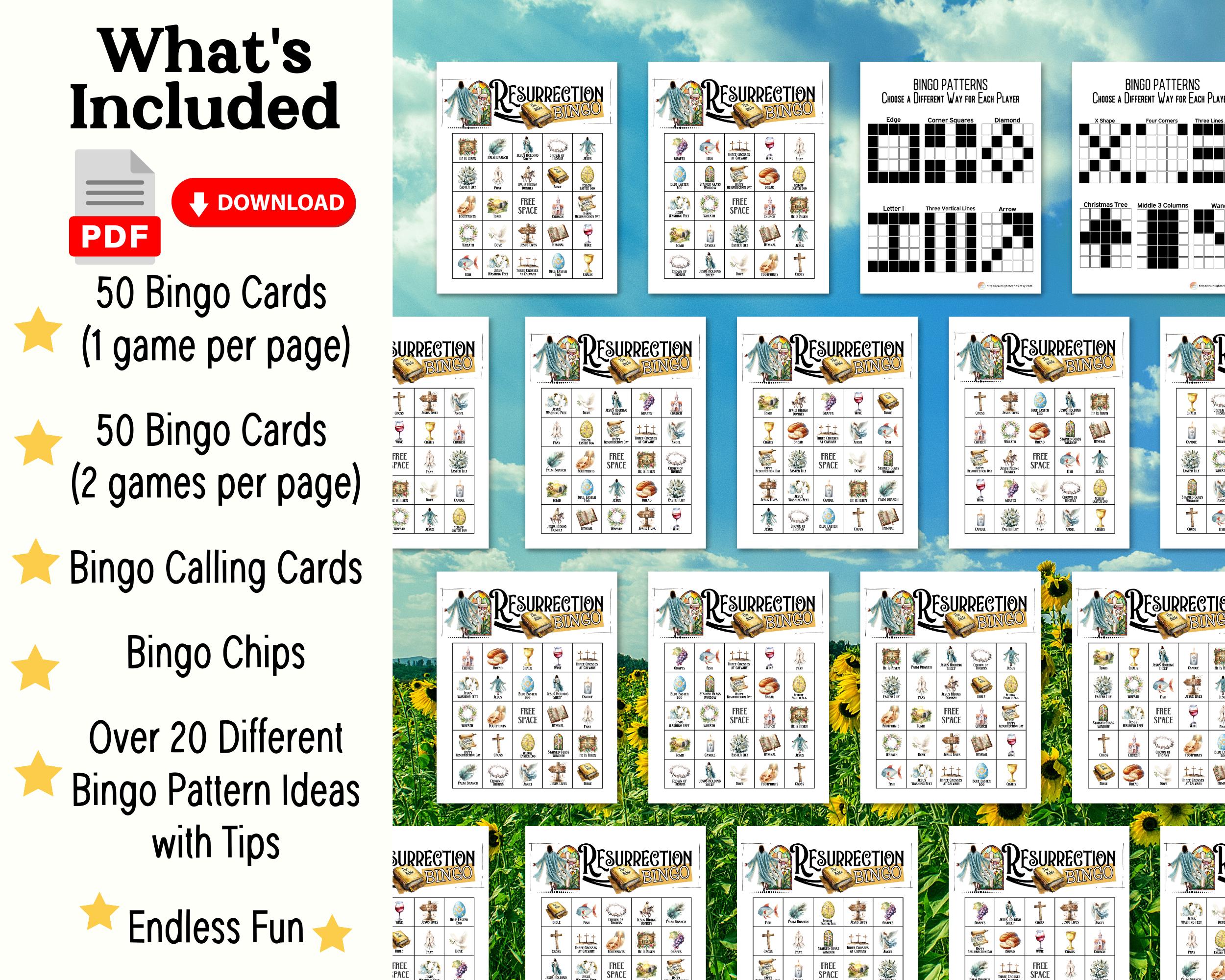 Resurrection Bingo Cards Printable PDF, Christian Religious Easter ...