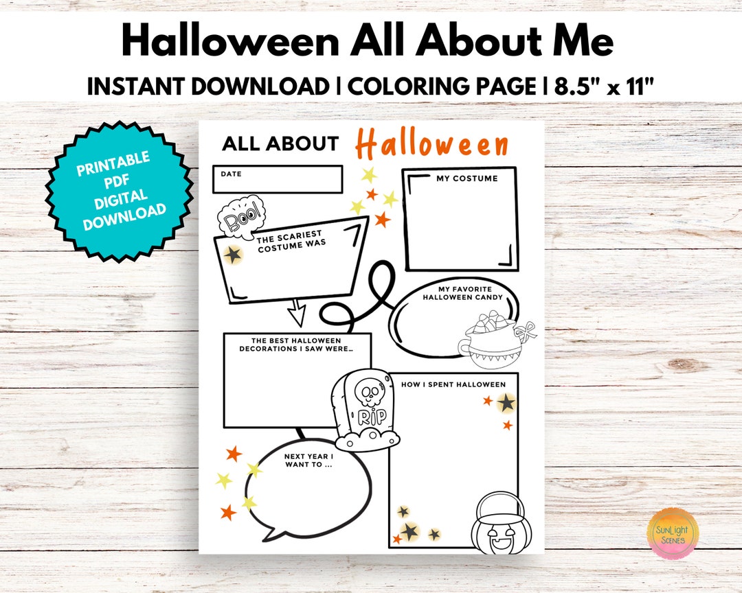 Kids Halloween Activities, All About Me Halloween Coloring Page ...