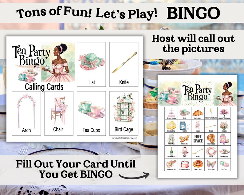 Tea Party Bingo 100 Printable Cards, Enchanted Garden Bridal Shower ...