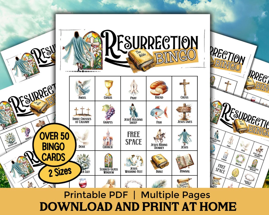 Resurrection Bingo Cards Printable PDF, Christian Religious Easter ...