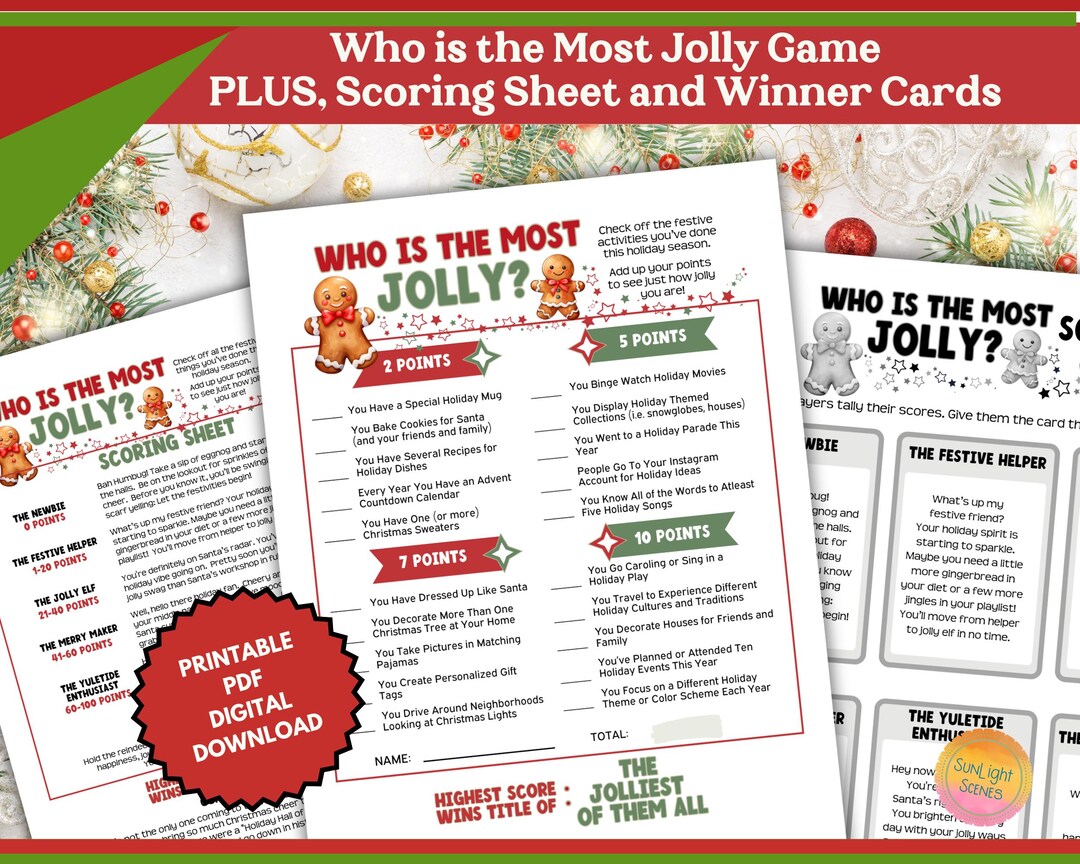 How Jolly Are You Printable PDF Christmas Game, Who is the Most Jolly ...