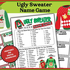 Ugly Sweater Name Game Generator Printable, Christmas Whats Your Ugly ...