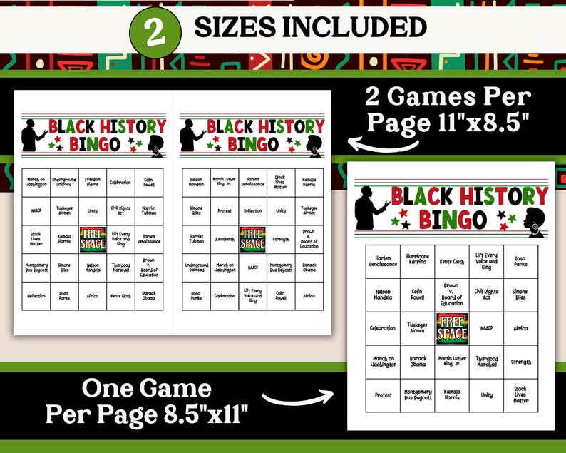 Black History Bingo Game Printable PDF, 100 Bingo Cards Bundle ...