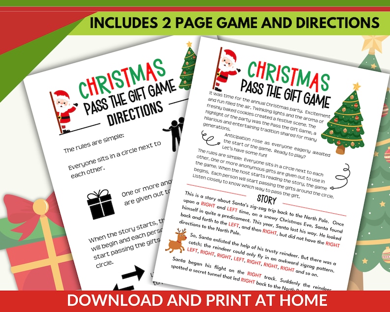 Pass the Gift Swap Game, Friendsmas Holiday White Elephant Left Right ...