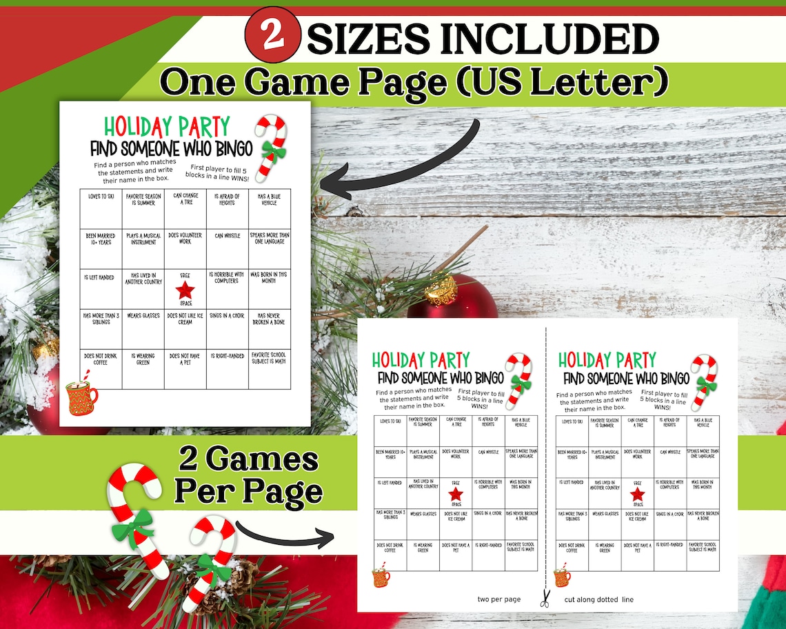 Christmas Find Someone Who Printable Game, Holiday Human Bingo Coworker ...