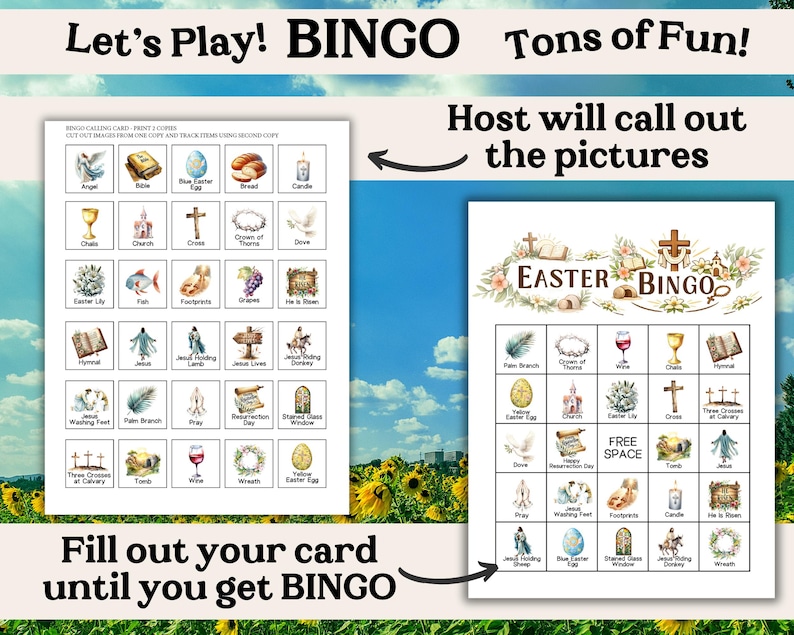 Easter Bible Bingo Game (printable PDF) Christian Holy Week Activity He ...