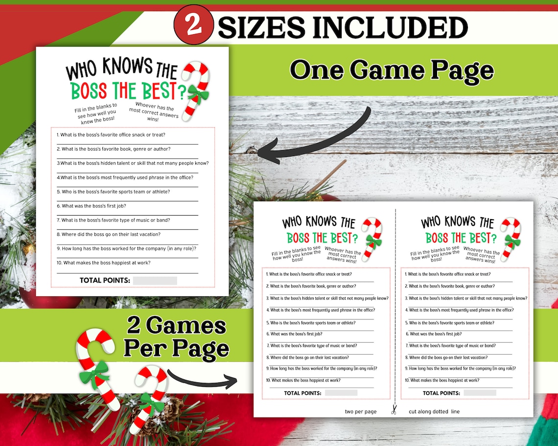 Who Knows the Boss Best Work Holiday Party Game, Get to Know You Office ...