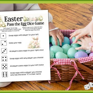 Pass the Egg Easter Party Game PDF, Roll the Dice Gift Exchange Spring ...