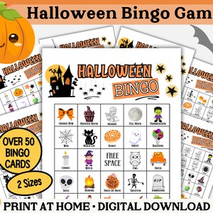 Halloween Bingo Game Cards, Printable Classroom Party Kids October ...